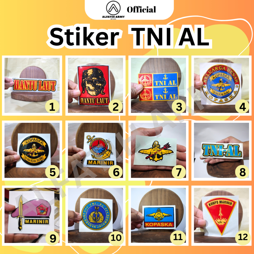 Jual ALFATIH ARMY Stiker TNI AL Timbul Tahan Air Motor Mobil Lem Rekat ...