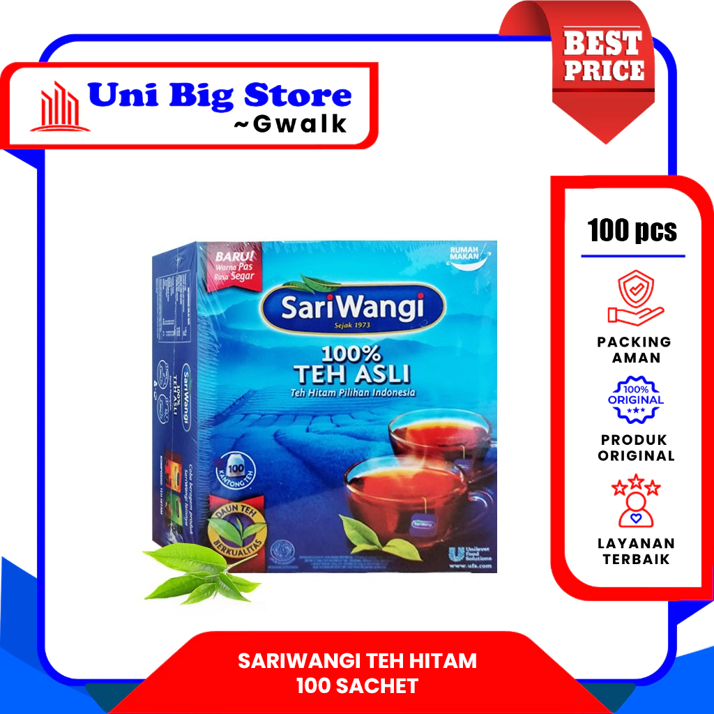 Jual SARI WANGI SARIWANGI TEH CELUP HITAM ASLI - 100 sachet | Shopee ...