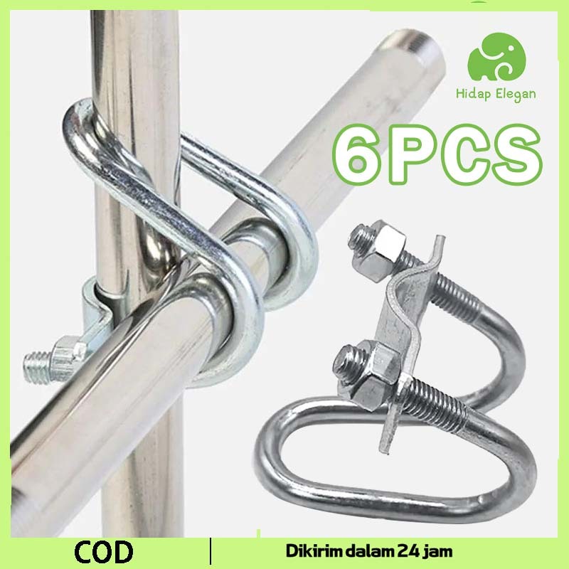Jual 【COD】6PCS Klem Pipa Besi Penjepit Pipa Besi Pipe Clamp M8 20x20mm ...