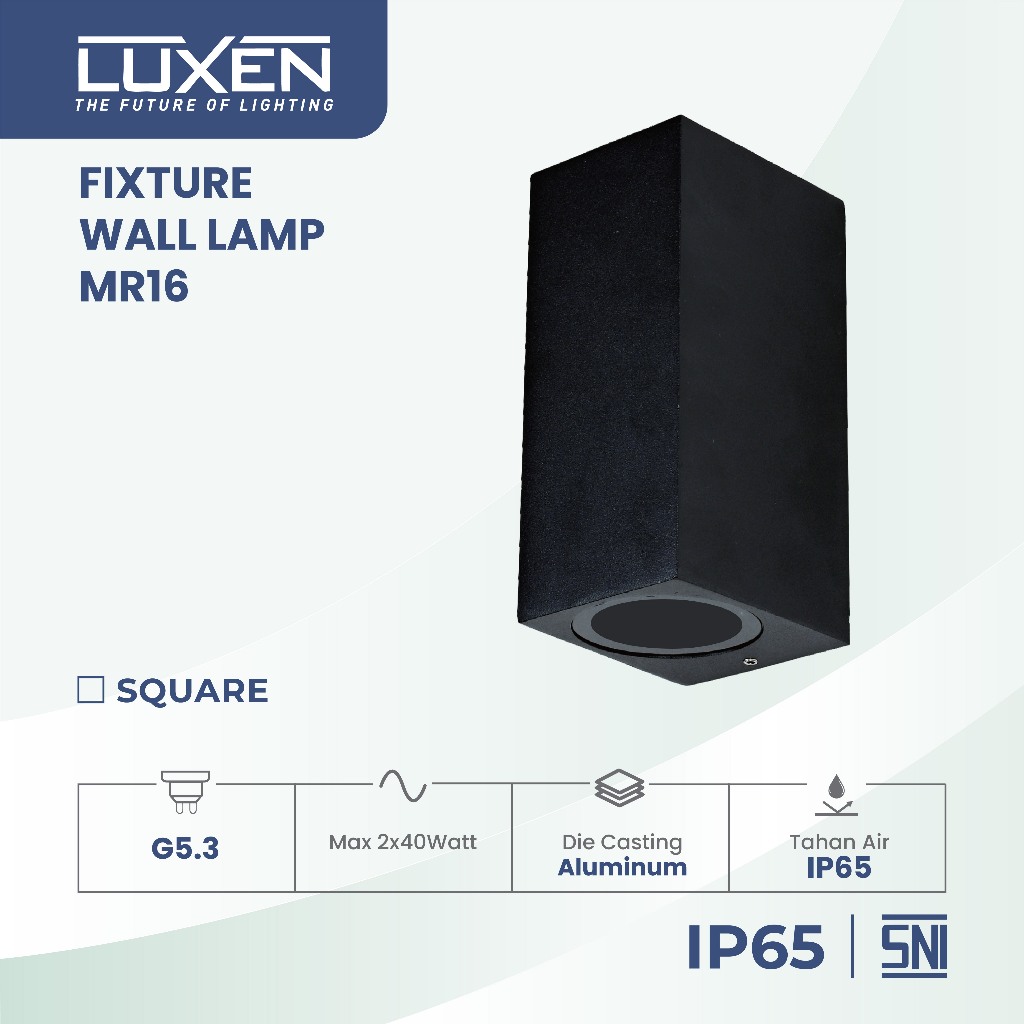 Jual LUXEN LAMPU DINDING LED PERSEGI MR16 FITTING GU5.3 Warna Hitam ...