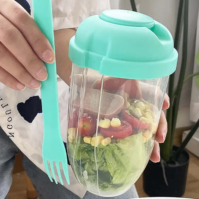 Jual One Two Cups Jar Botol Tempat Salad Buah Sayur dengan Garpu ...