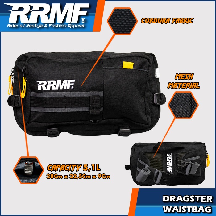 Jual RRMF Official Dragster Black Waistbag Water Resistant Slingbag ...