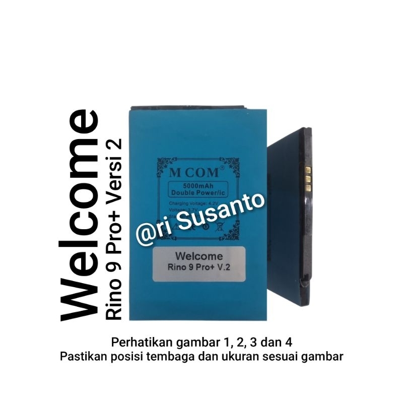 Jual Baterai MCOM for Welcome Rino9 Pro+ V.2 / Rino 9 Pro Plus V.2 Double Power 5000mAh batere ...