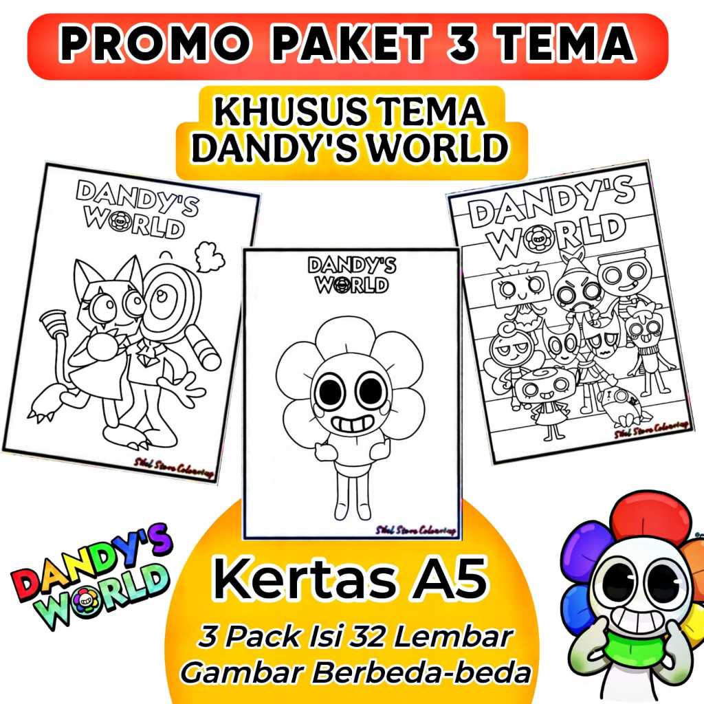 Jual Dandy's World Kertas A5 Isi 32 Lembar Promo Paket 3 Tema (Dandy's World , Dandy's World V1 ...