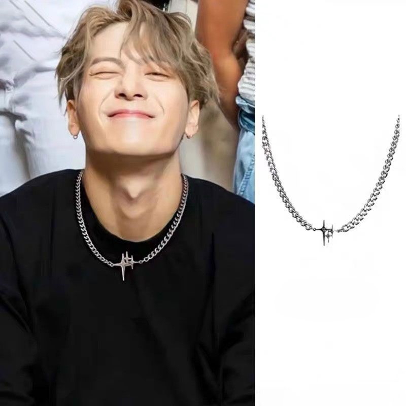 Jual Kalung Titanium Hip Hop Model Rantai Liontin Triple Stars Pria ...