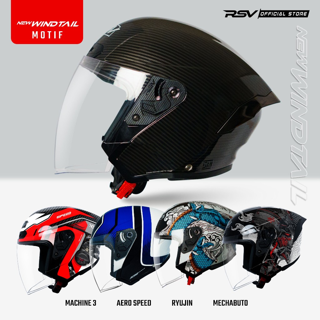 Jual HELM HALF FACE RSV NEW WINDTAIL ALL MOTIF - Unisex RSV Helmets ...