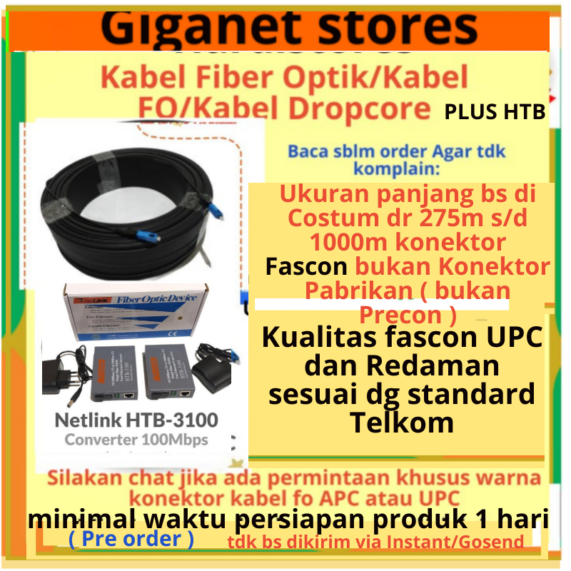 Jual Kabel Fiber Optik Dropcore FTTH Kabel FO Fascon 500 meter Bundling ...