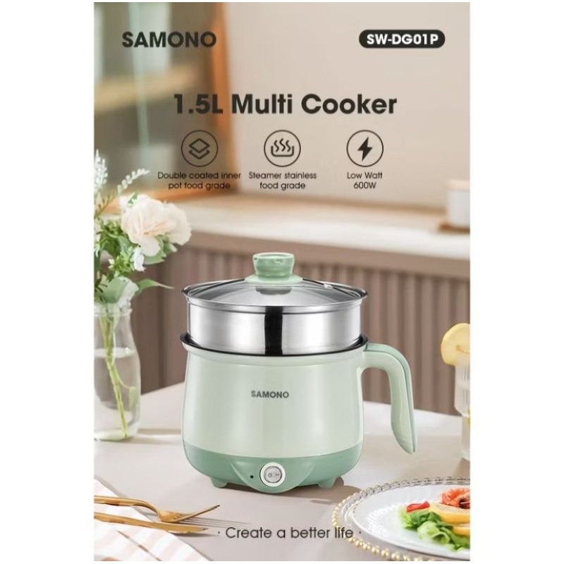 Jual SAMONO SW-DG01P Cooker Panci Listrik 1.5 Liter Fry Pan Teflon ...