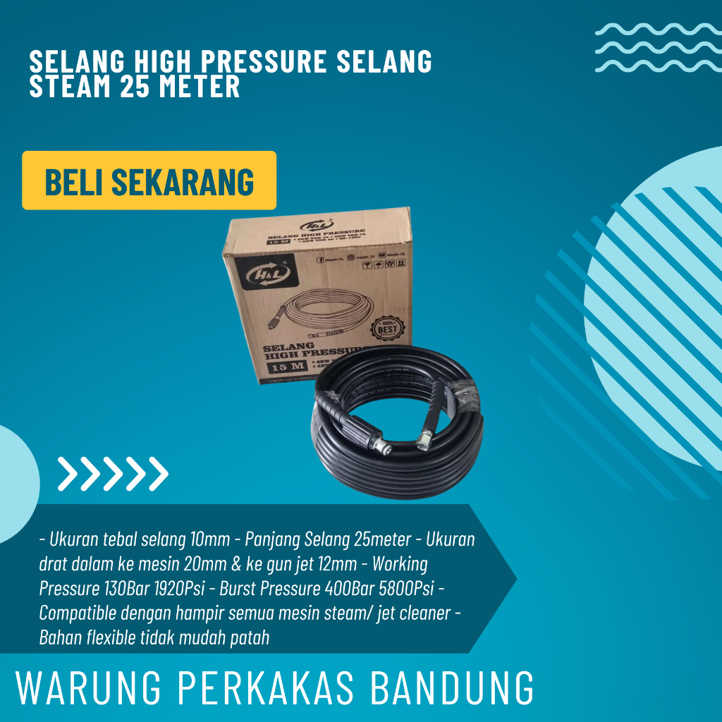 Jual H&L Selang Jet Cleaner 20 Meter - Selang High Pressure - Selang ...