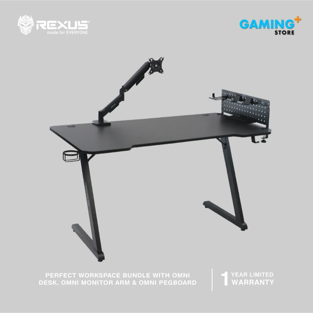 Jual Rexus Desk Omni RXB-147 Bundle (Gaming Desk + Monitor Bracket + Pegboard) | Shopee Indonesia