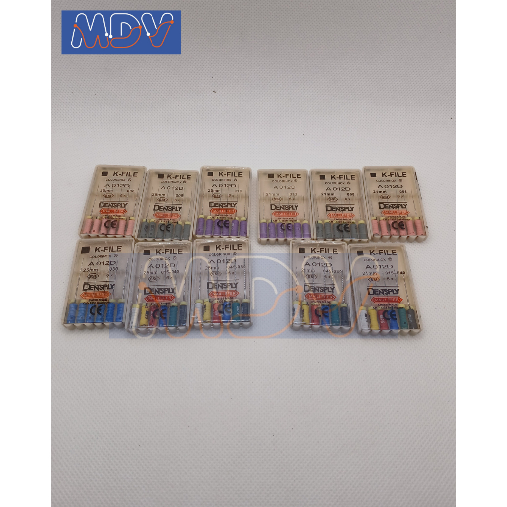 Jual K File dentsply 06, 08, 10, 15-40, 45-80 21mm dan 25mm | Shopee ...