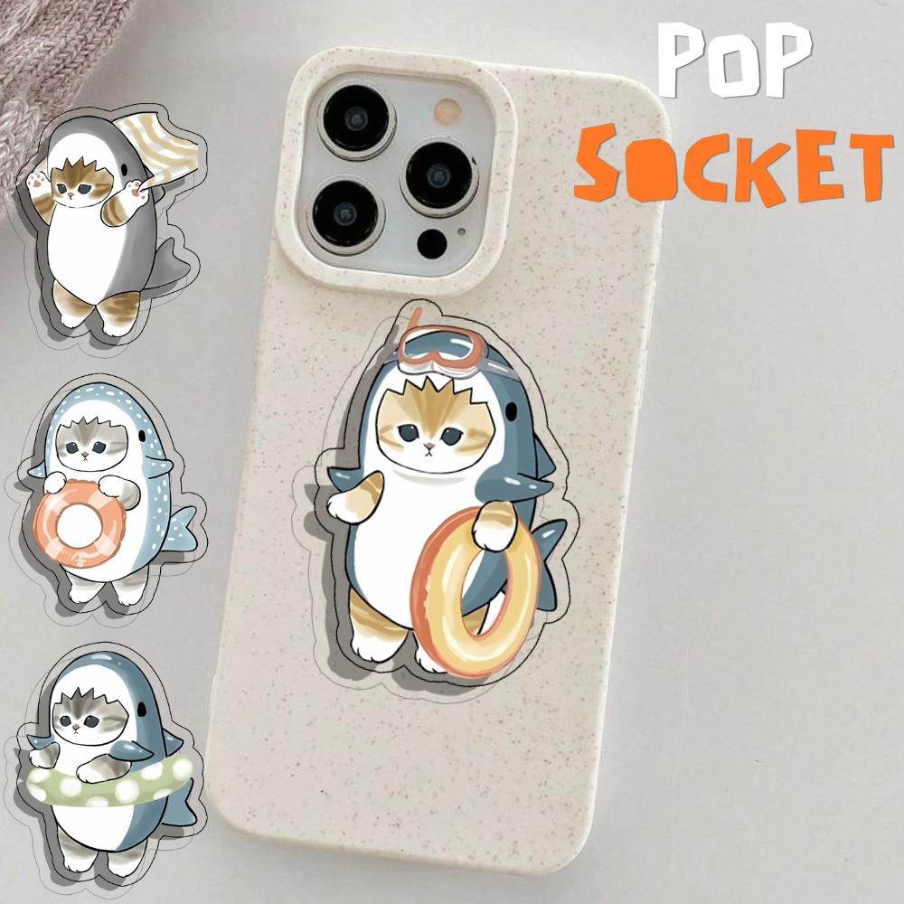 Jual Mofusand Cat Shark Costum Pop Socket | Griptok / Phone Holder / Phone Grip / Stand Hp ...