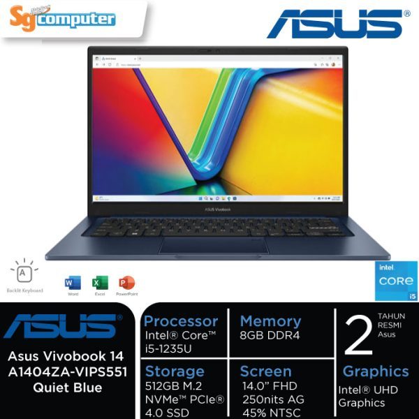 Jual Asus Vivobook 14 A1404VA-VIPS551 /Core i5-1335U/8GB/512GB SSD/14 ...