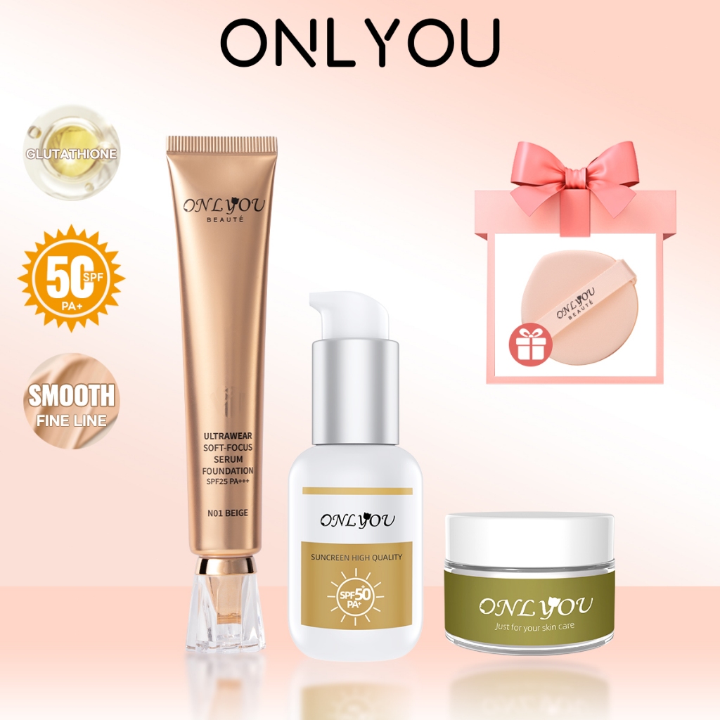 Jual ONLYOU MAKEUP 4PCS PAKET / ONLYOU Serum Foundation pelembab ...