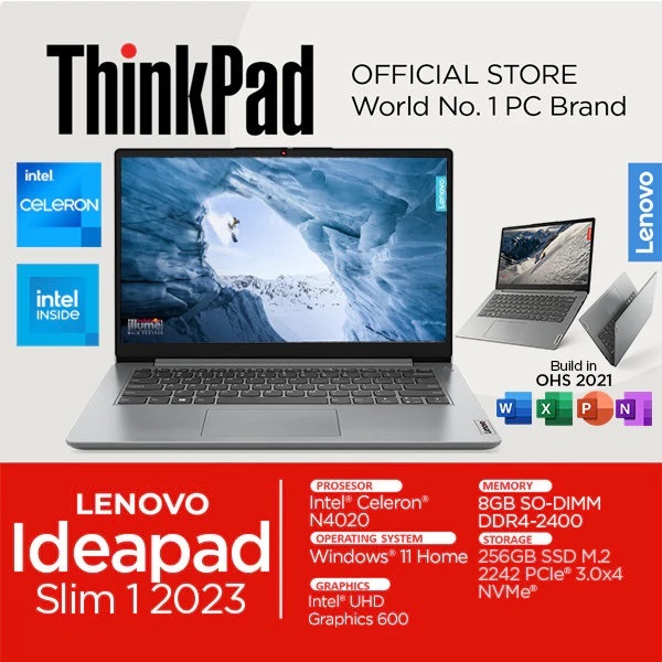 Jual Lenovo Ideapad Slim 1i Intel N4020 8GB RAM 256GB SSD Windows 11 ...