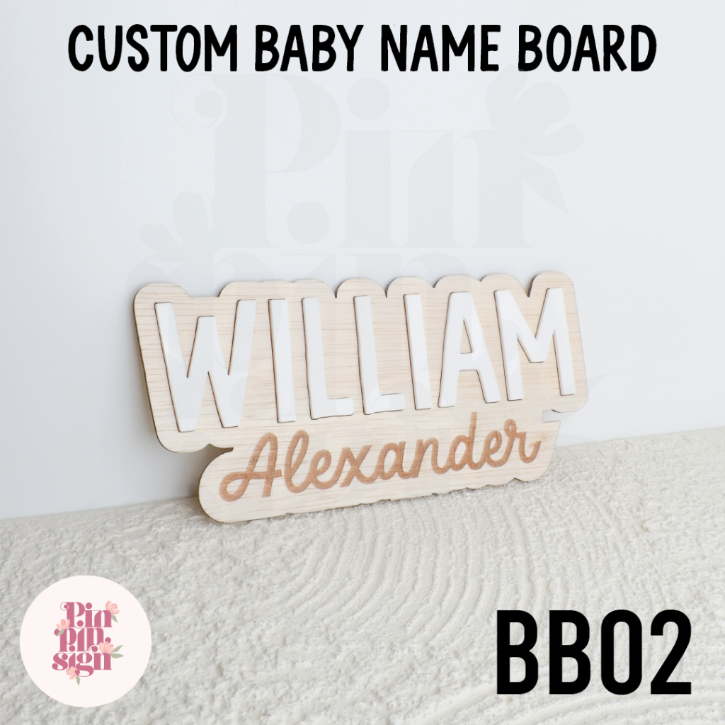 Jual (BB02) Baby Name Board Sign Hospital Properti Foto Wooden Nama ...