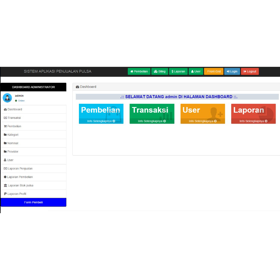 Jual Aplikasi Penjualan Pulsa Berbasis Web, Dengan Framework Codeigniter, PHP dan Admin LTE ...