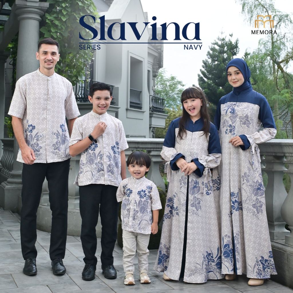 Jual Sarimbit Lebaran 2025 Series SLAVINA NAVY By Memora - Baju Couple ...
