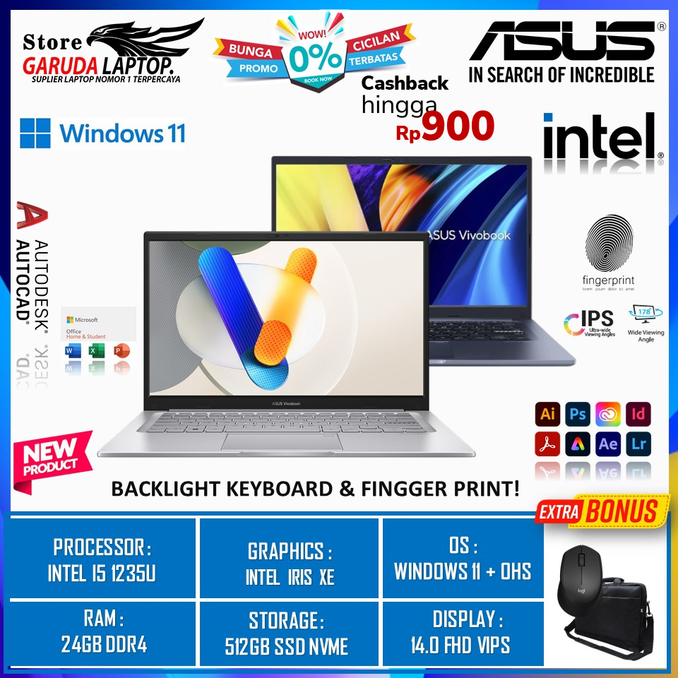 Jual ASUS VIVOBOOK 14 A1404ZA VIPS551 INTEL I5 1235U 16GB 512GB 14.0 ...