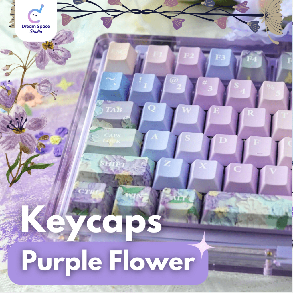 Jual Dreamspace Studio Keycaps KIIBOOM Keyboard Cute Purple Flower Ungu ...