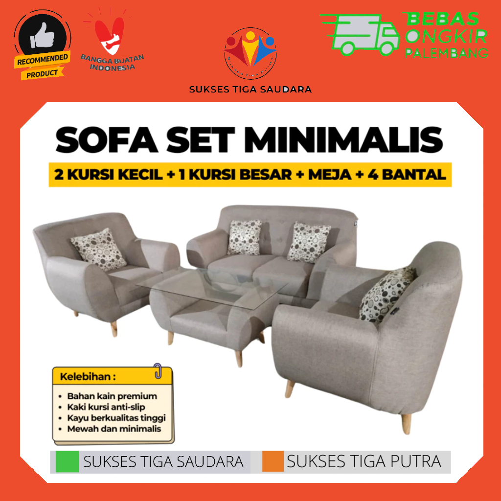 Jual SOFA SET MINIMALIS 3 KURSI + MEJA / BERKUALITAS MURAH PALEMBANG ...