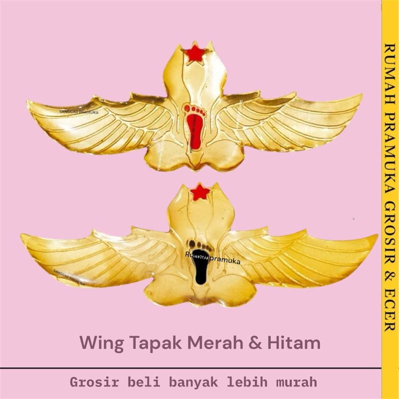 Jual Pin Wing Tapak Merah dan Hitam Pramuka Bintang Hitam Lencana Wing ...