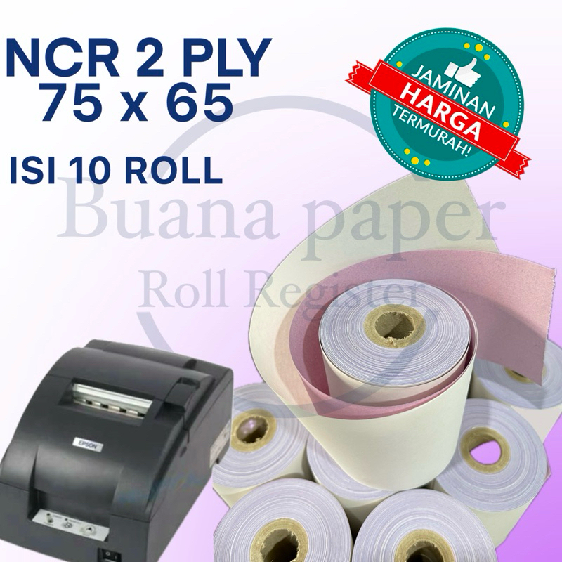Jual KERTAS KASIR ROLL 2ply 75x65 ISI 10roll Cocok untuk printer kasir ...