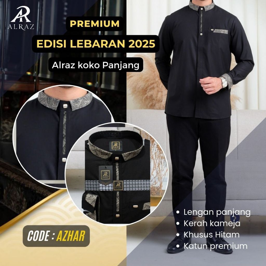 Jual ALRAZ Koko Hitam panjang design Azhar | Shopee Indonesia