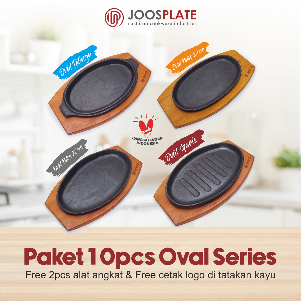 Jual FREE CETAK LOGO Paket Hot Plate Steak Oval series 10 Pcs | Shopee ...