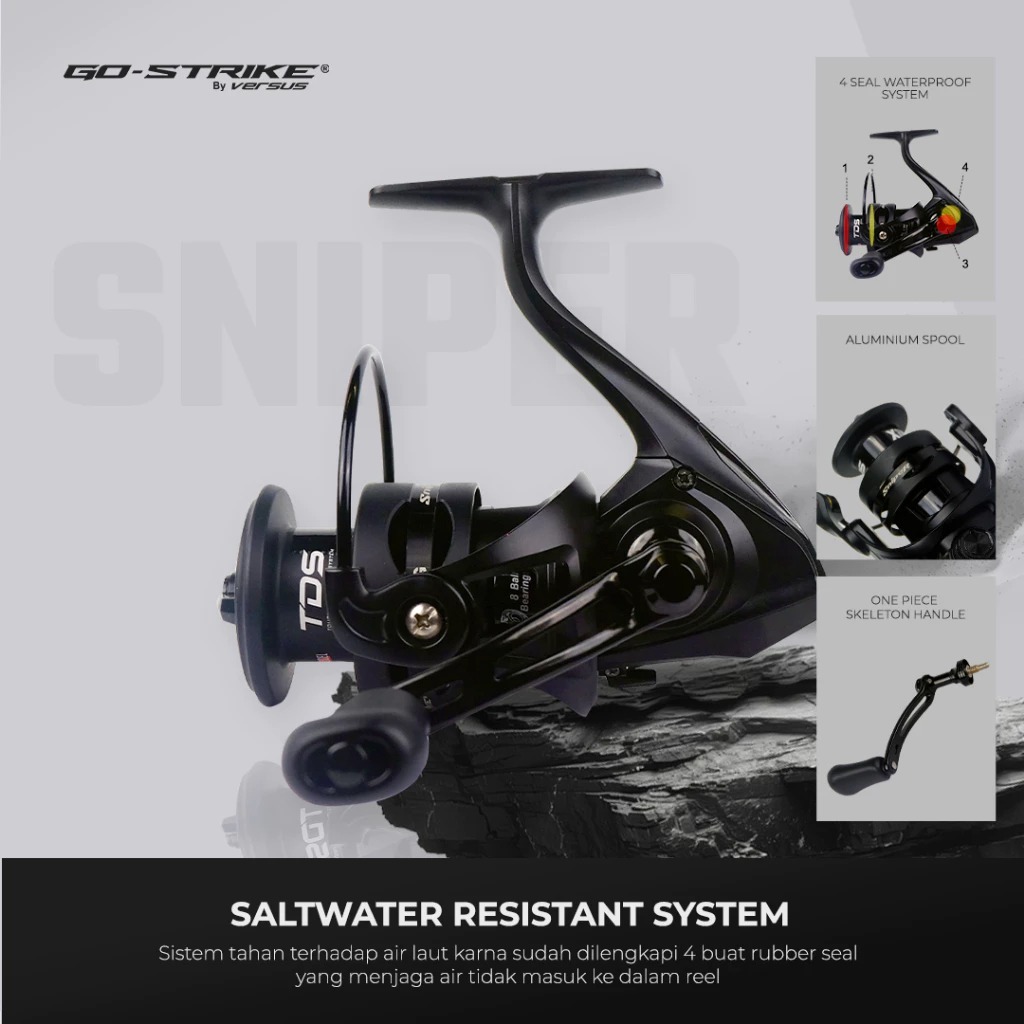 Jual Reel Spinning Go-Strike Sniper SW – Gear Ratio 5.2:1 | Max Drag 8kg - 17kg | Handle ...