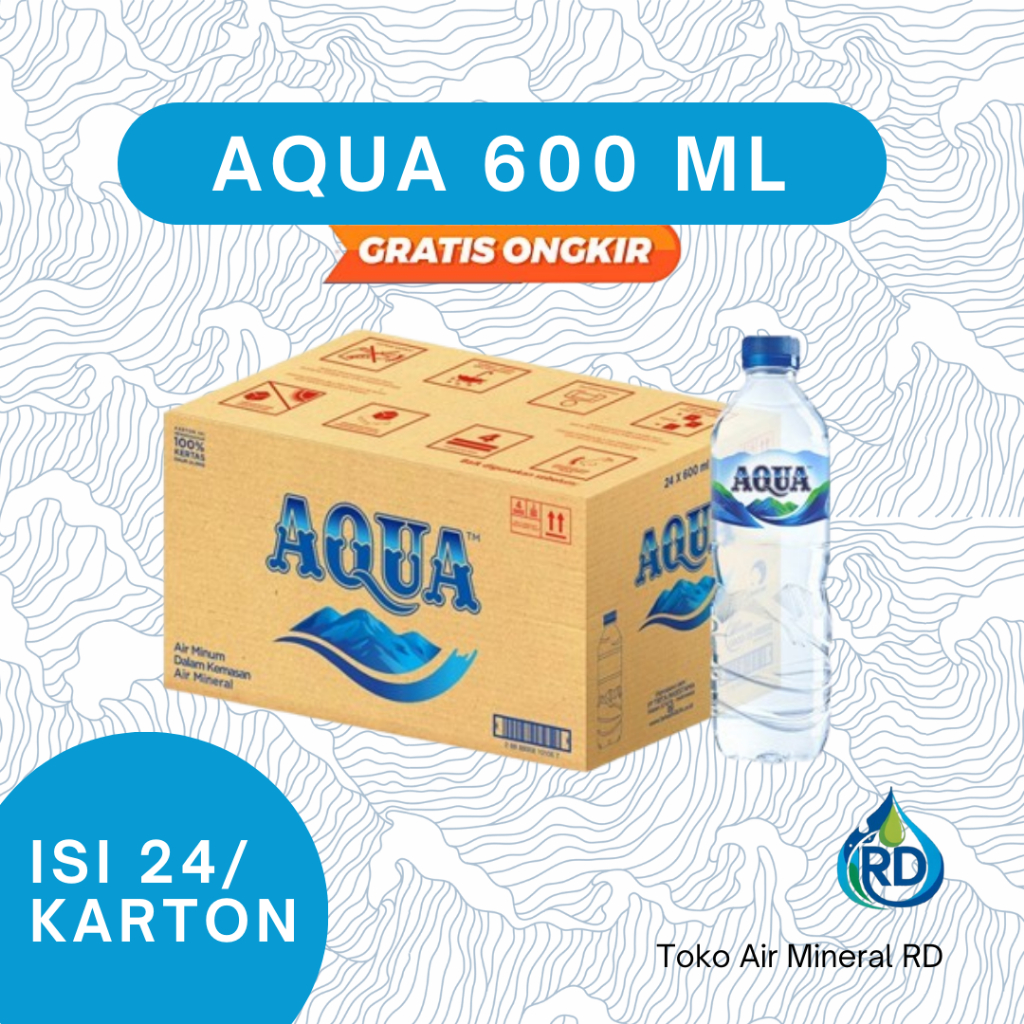 Jual RD - AQUA Botol 600 ML 1 Dus - Isi 24 x 600 ML - Air Minum Mineral ...