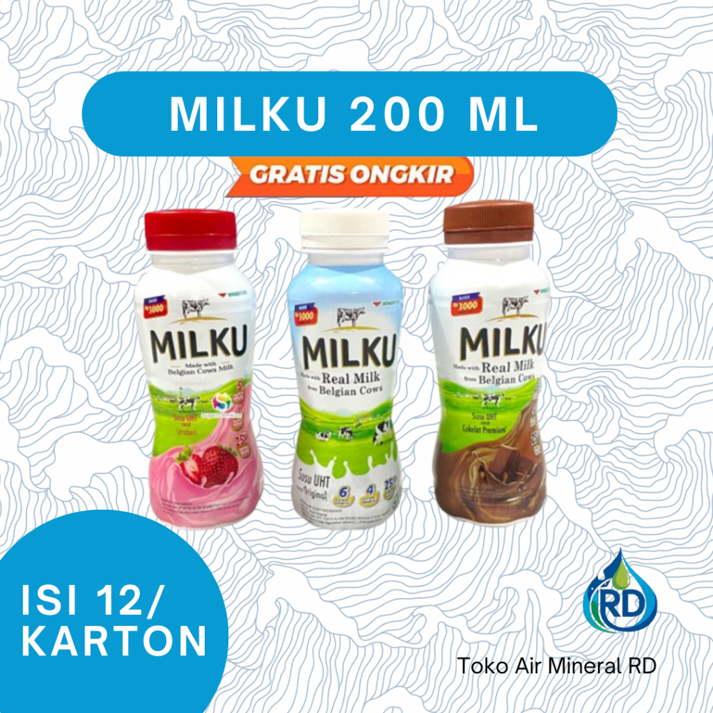 Jual RD - MILKU Botol 200 ML 1 Dus - Isi 12 x 200 ML - Minuman Kemasan ...