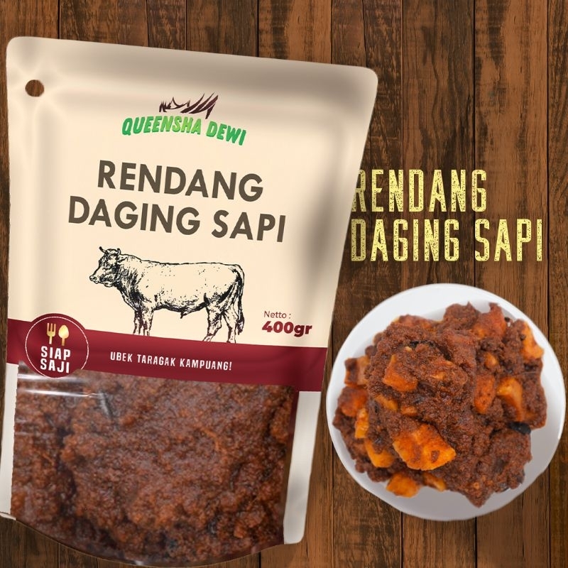 Jual Rendang Queensha Dewi Rendang Daging Sapi Rendang Padang Asli Kemasan Premium 400 gr ...