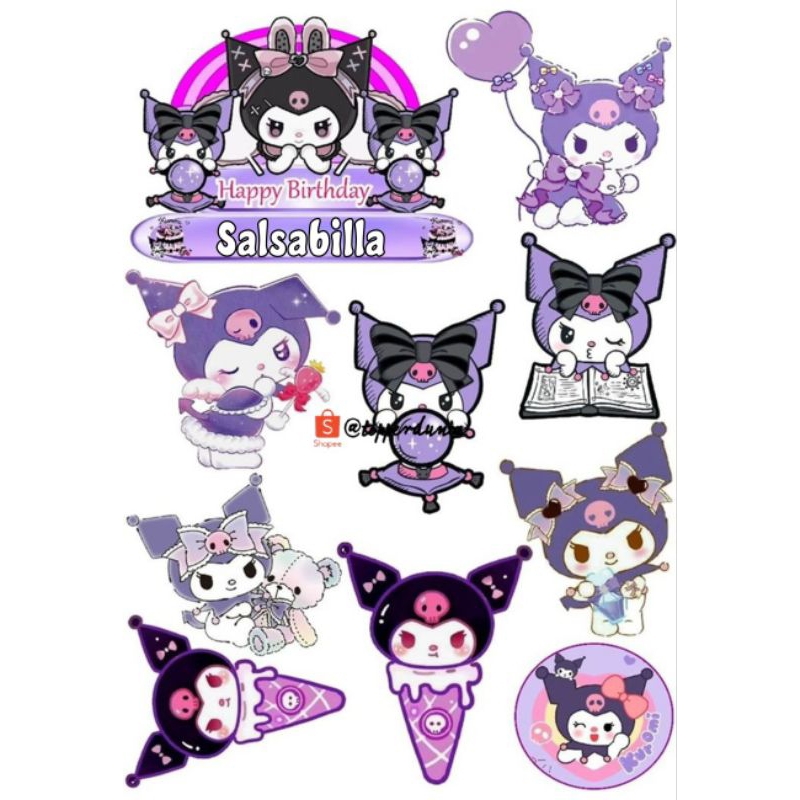 Jual Topper KUROMI MURAH/Hiasan Kue ULTAH tema KUROMI Custom Nama ...