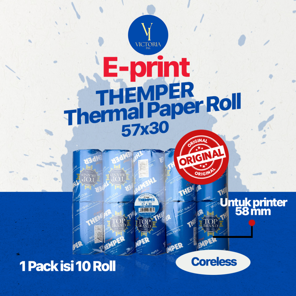 Jual Kertas Thermal Struk Eprint 57x30 Coreless Themper 57x30 Coreless ...