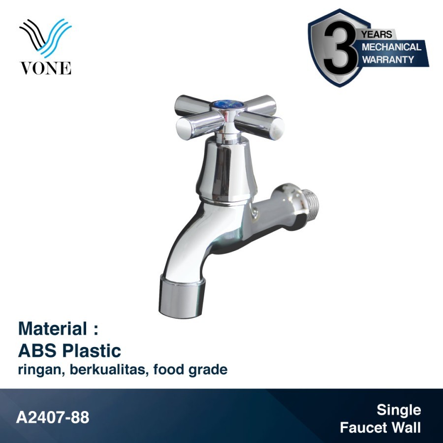 Jual VONE Kran Air Tembok Keran Taman Kamar Mandi Bak Plastik ABS Chrome A2407 | Shopee Indonesia