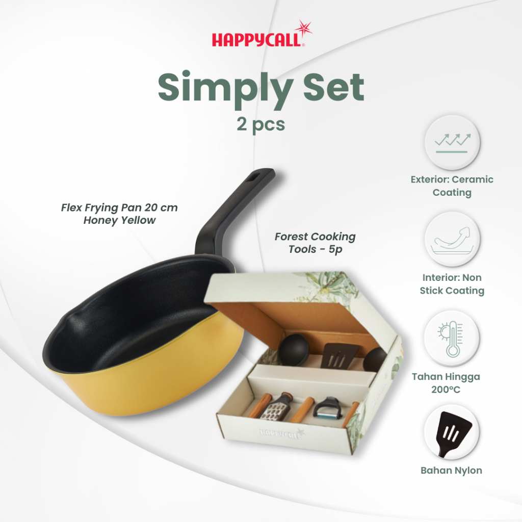 Jual Happycall Bundle Flex Frying Pan 20cm & Forest Cooking Tools 5pcs ...