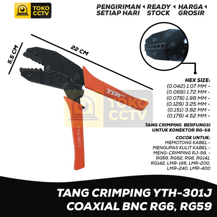 Jual TANG CRIMPING YTH-230P COAXIAL BNC RG6 RG58 RG59 | Shopee Indonesia