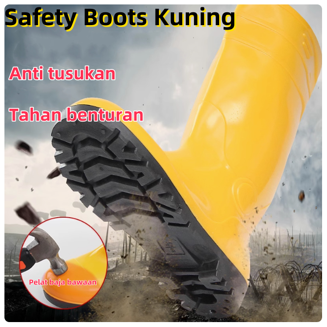 Jual SEPATU SAFETY BOOTS PROYEK PVC KUNING UJUNG BESI STEEL TOE ...