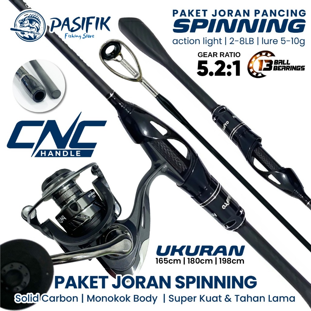 Jual Pusat Alat Pancing - 1 Set Joran Pancing Spinning & Casting 1.65M 1.80M Gagang Karbon Joran ...