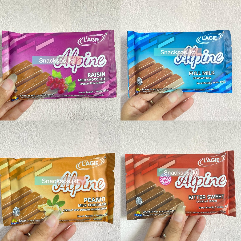 Jual L'AGIE ALPINE BISCUIT PEANUT MILK CHOCOLATE WAFER / RAISIN MILK ...