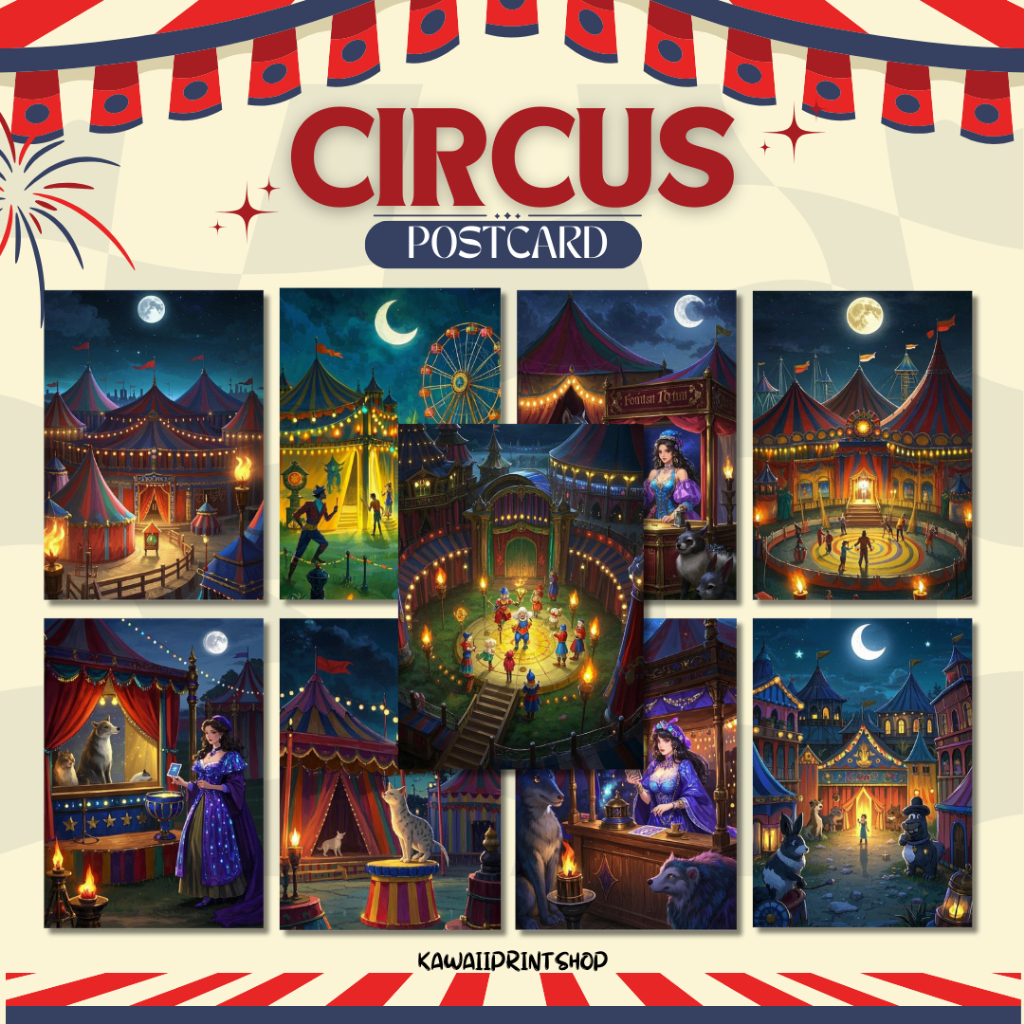 Jual Kartu Pos Gambar Ilustrasi Circus Peramal | Circus Illustrations ...