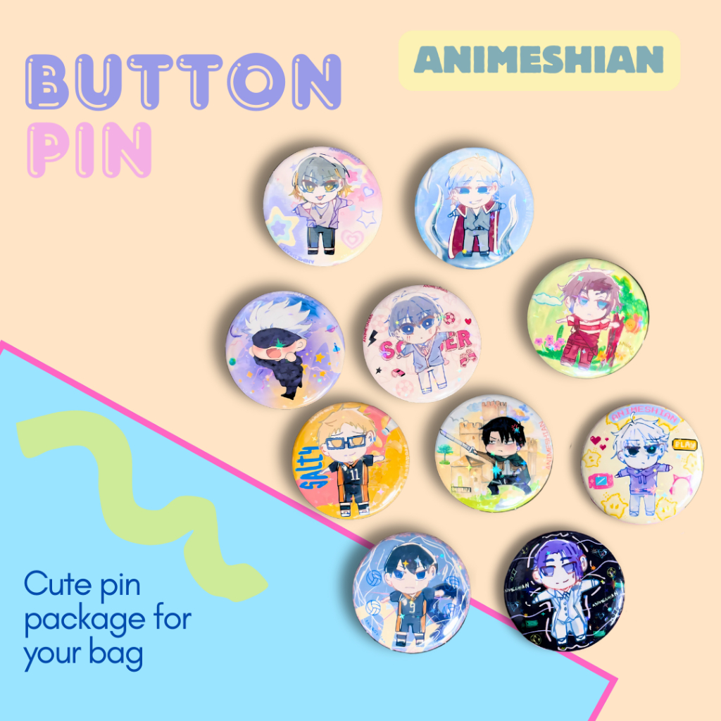 Jual Animeshian Button Pin Hologram Pack - Pin Anime Blue lock Haikyuu ...