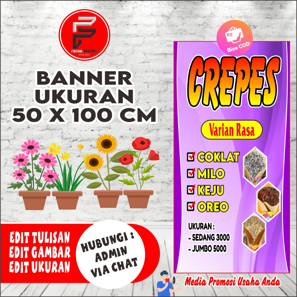 Jual Spanduk Banner Crepes Ukuran 50 x 100 cm | Shopee Indonesia