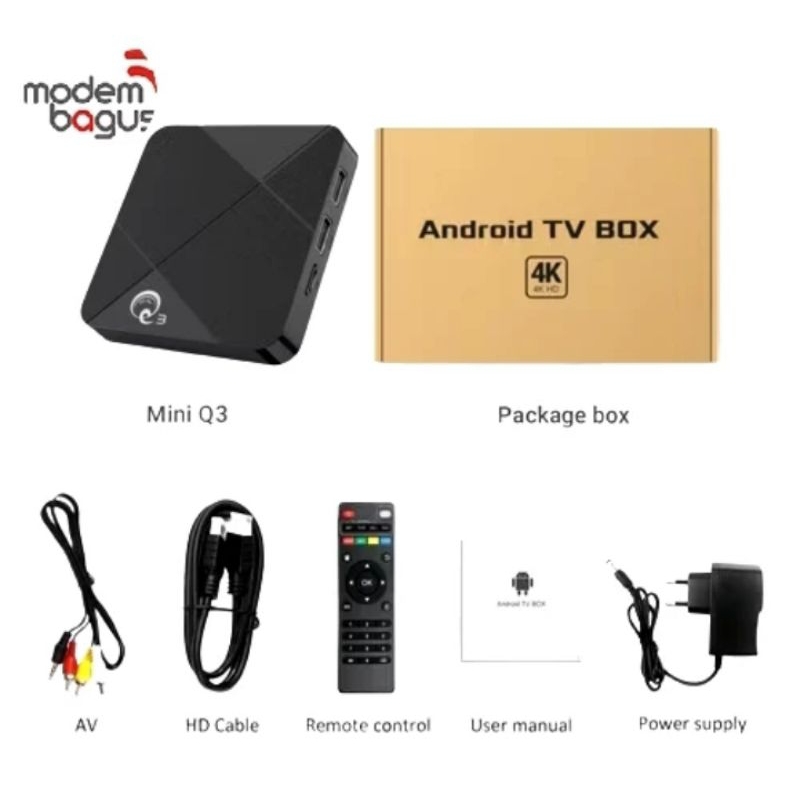 Jual Set Top Box STB Android TV Mini Q3 4K 2GB 16GB Support YouTube ...