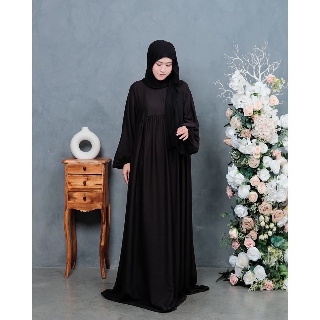 Jual MALIKA ABAYA Syar'i Haji dan Umrah Lengan Balon Ala Eropa Bahan Rayon Twil Cringkel gamis ...
