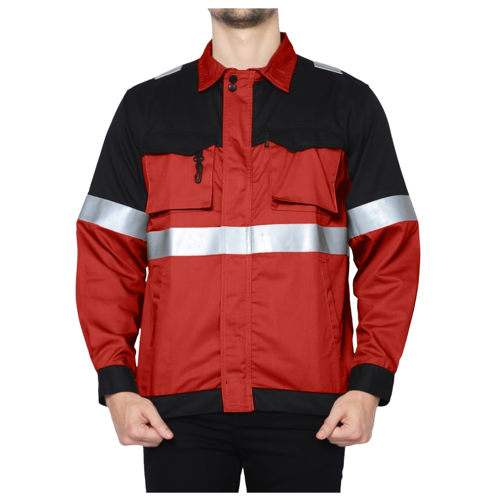 Jual ENGINEER WORKWEAR - GLISTEN WEARPACK RED - KEMEJA KERJA SAFETY ...
