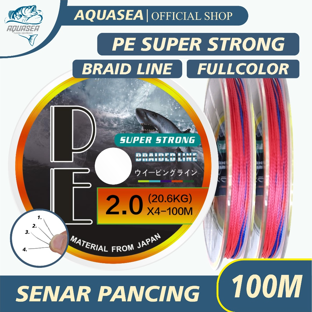 Jual AQUASEA Senar PAncing PE 4X Tali Pancing Japan Nylon PE Super strong 100m Senar Pancing ...
