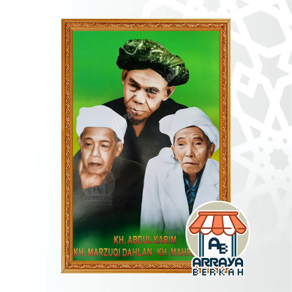 Jual Poster Poto + Bingkai, Ulama Lirboyo KH Abdul Karim KH Mahrus Ali ...