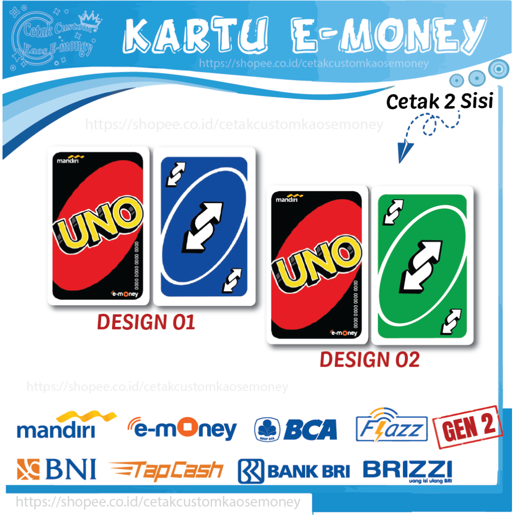 Jual KARTU E MONEY E TOLL GAMBAR KARTU UNO REVERSE KUMPULAN 04 MANDIRI ...